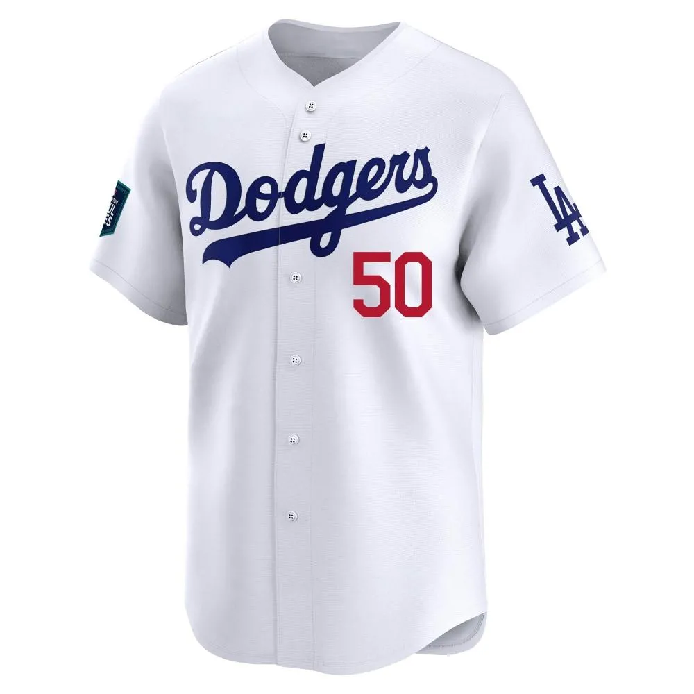 Men's Los Angeles Dodgers ＃50 Mookie Betts White Limited 2024 World ...